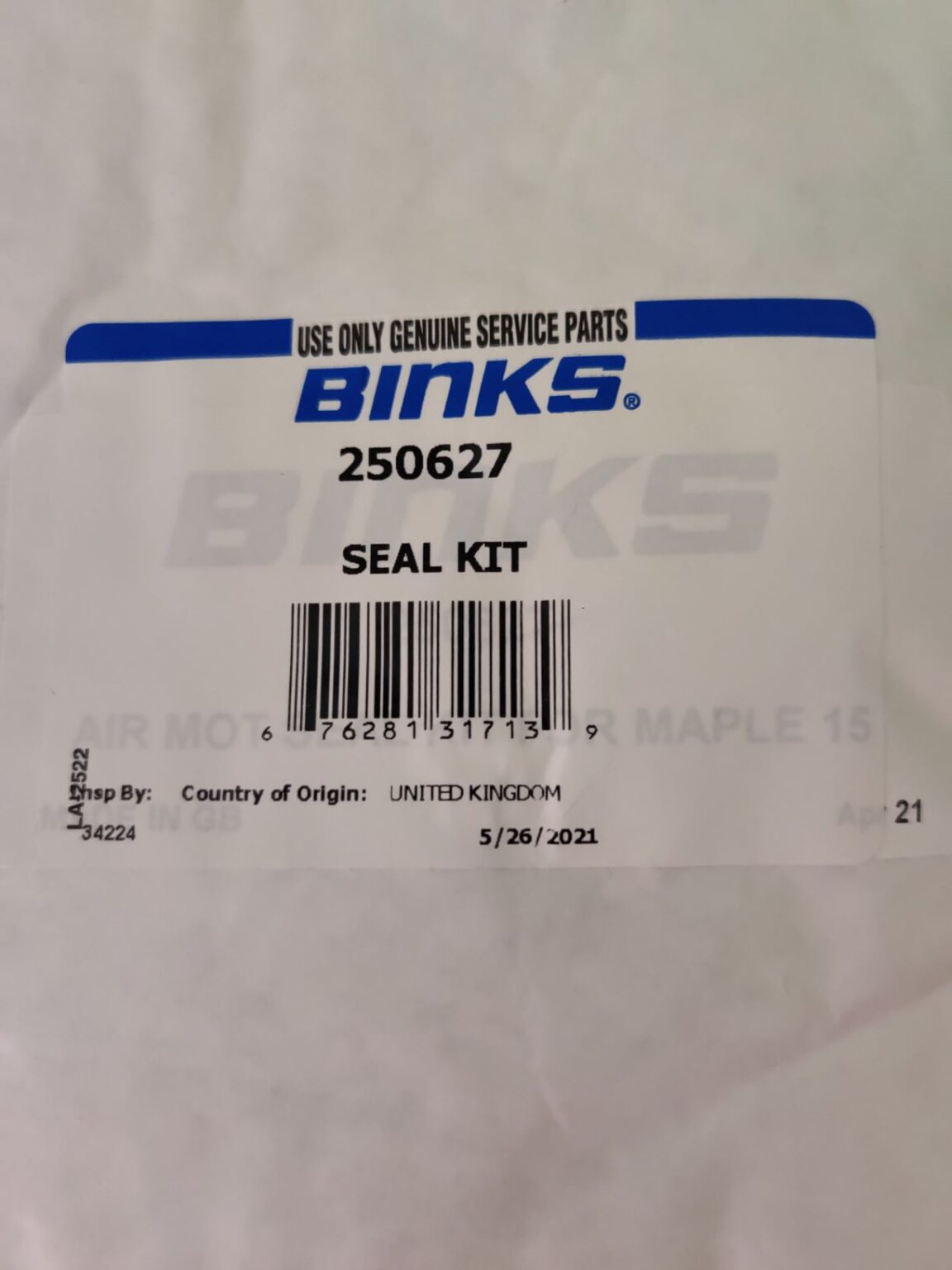 Binks 250627 Binks Air Motor Seal Kit – Lone Star Supply